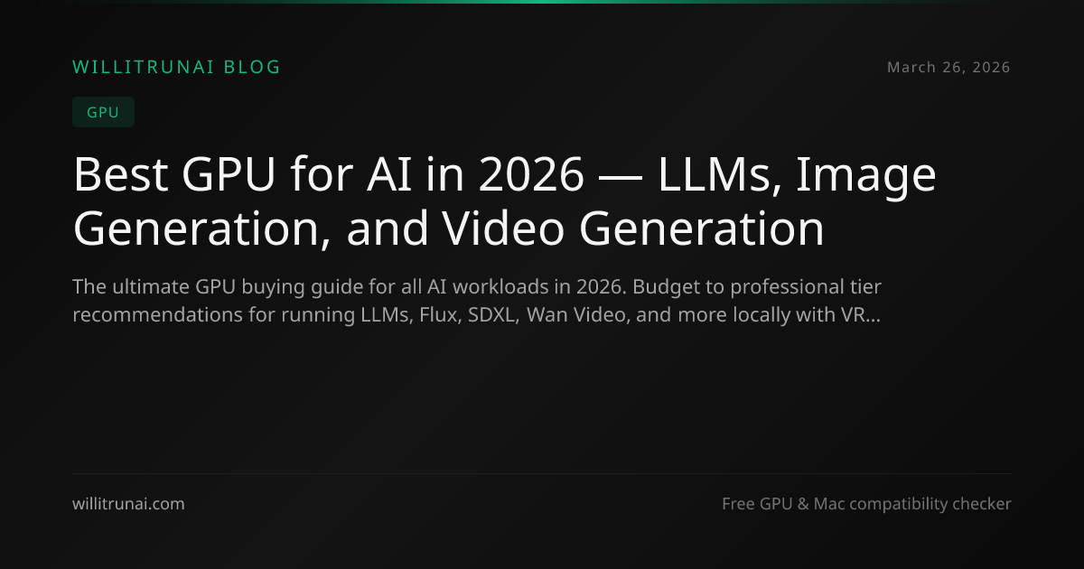 Best GPU for AI in 2026 — LLMs, Image Generation, and Video Generation ...